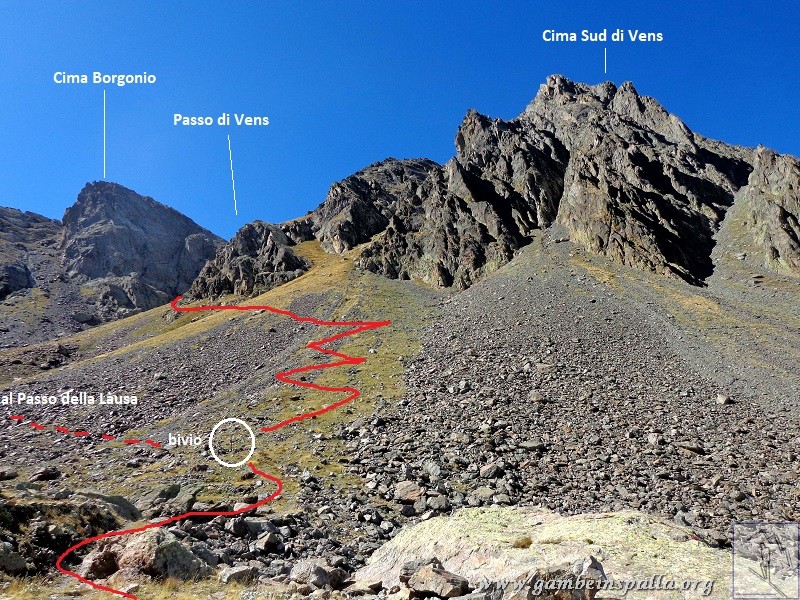 Cima Sud di Vens 2952 m - Via normale